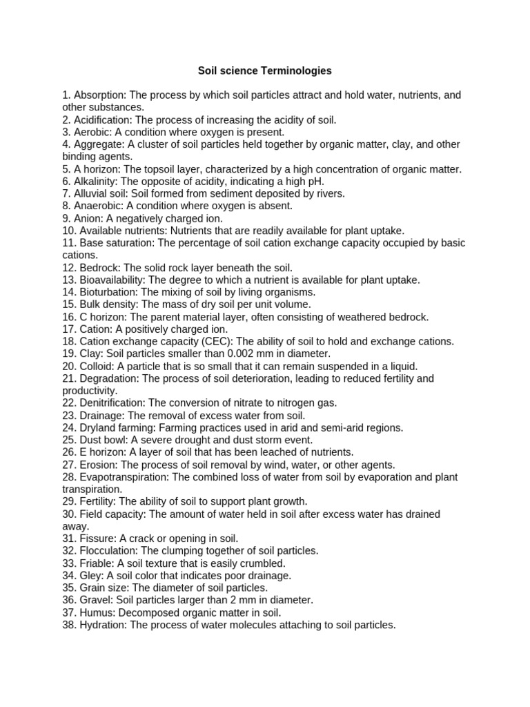 Soil Science Terminologies | PDF