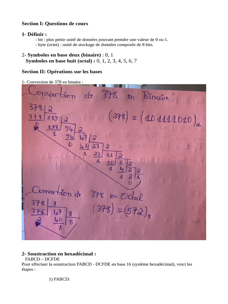 Section I: Questions de Cours 1-Définir | PDF