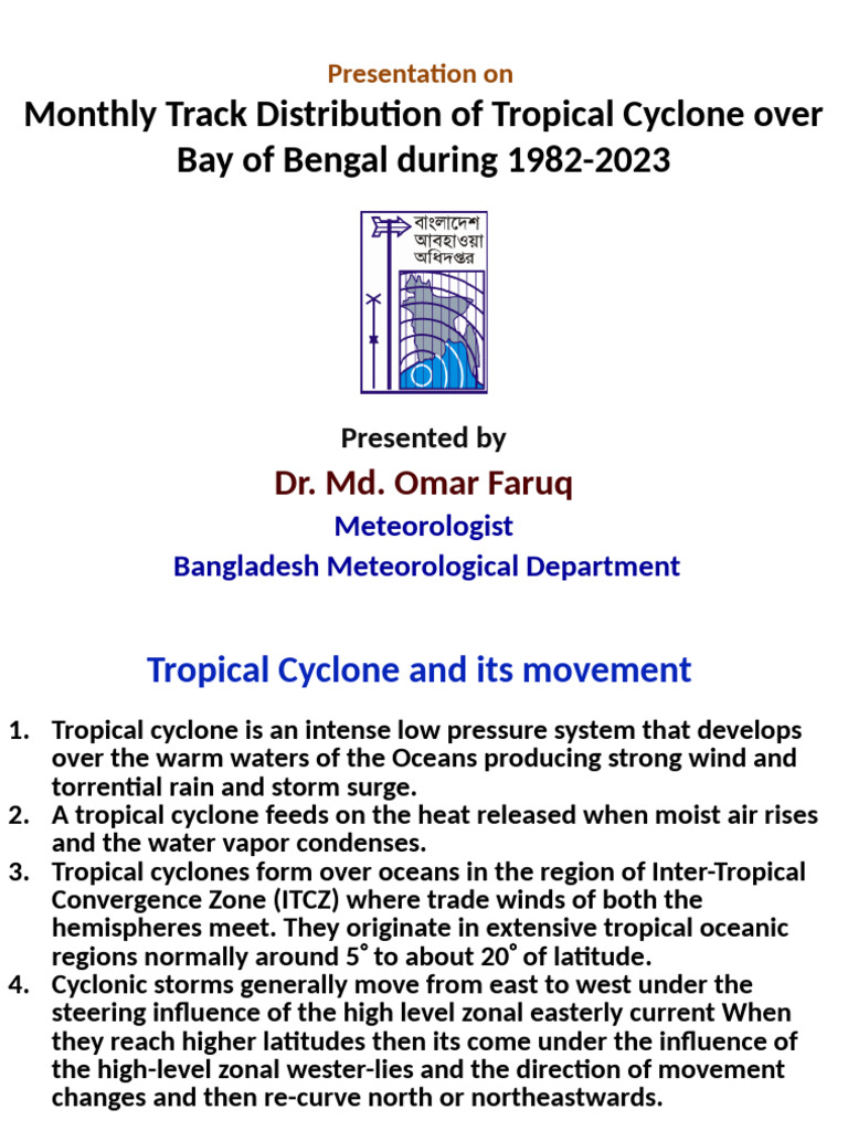 Monthly Track Distribution of Tropical Cyclone Over Bay of Bengal During 1982-2023 | PDF ...