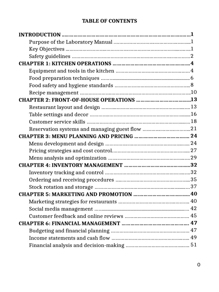 Lab Manual Restaurant Management | PDF