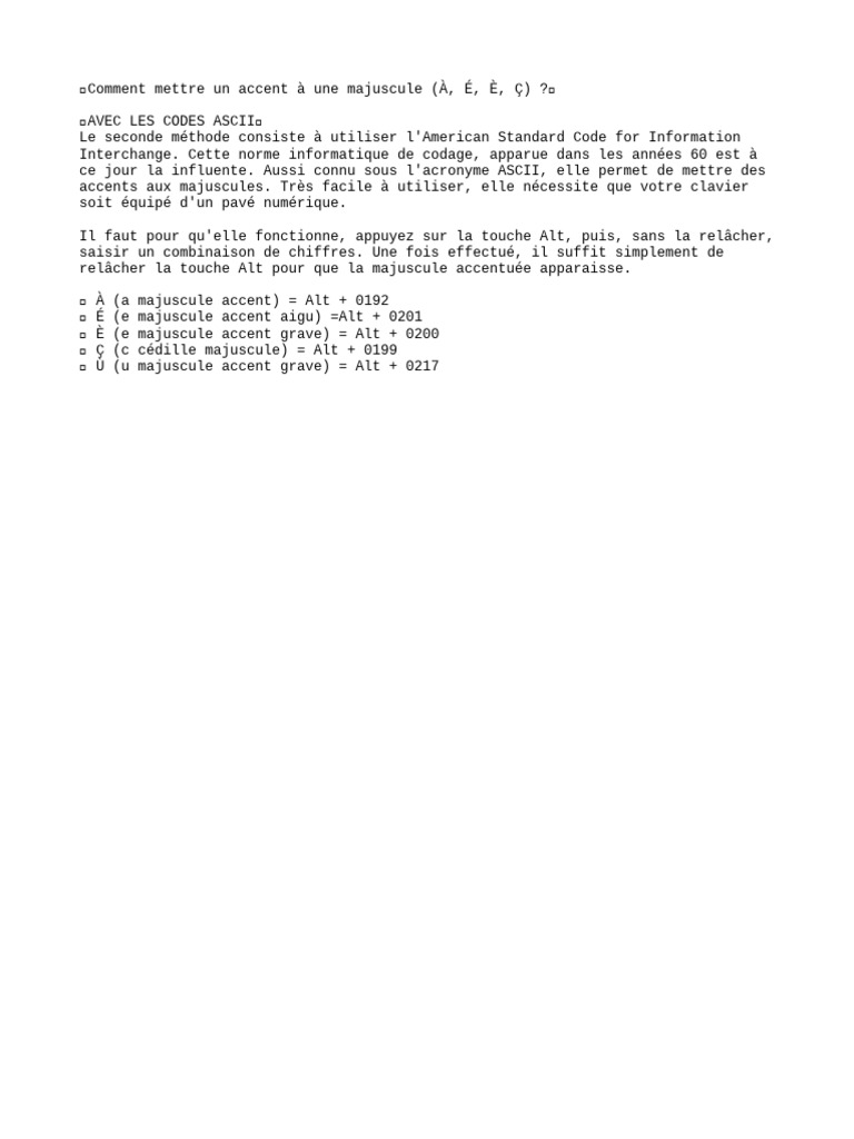 Raccourci Accent 230221 224411 | Pdf