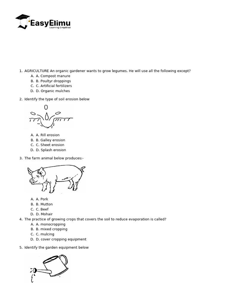 Agriculture and Nutrition - CBC Grade 6 KPSEA Term 3 Opener Exams 2024 ...