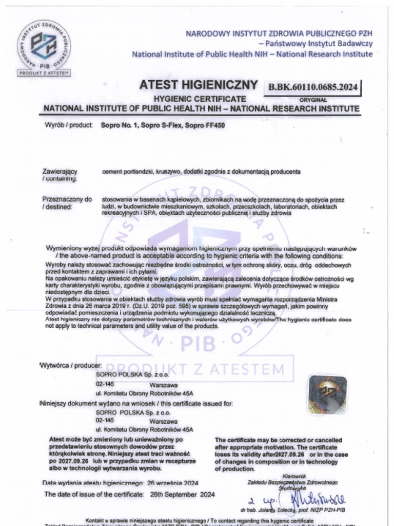 AH Woda Pitna 2024-27 Sopro No. 1 FF 450 S-Flex | PDF