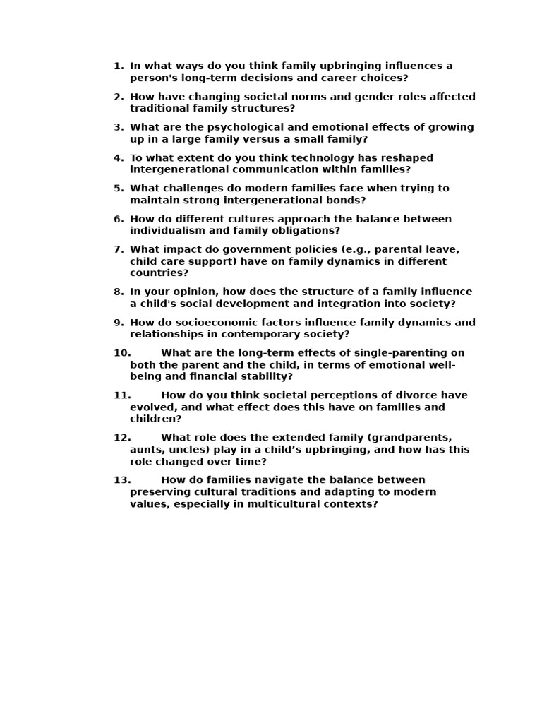 C1 Level Topic Questions Family | PDF