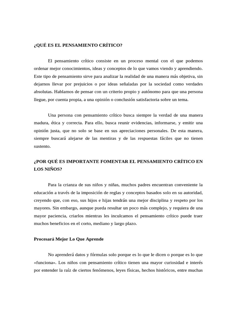 Qué Es El Pensamiento Crítico | PDF