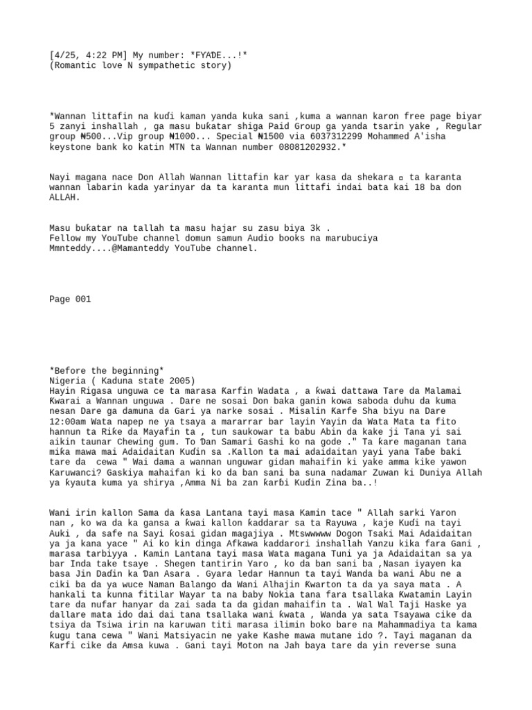 FYADE COMPLETE BOOK 1 BY MAMAN TEDDY - TXT by ArewaNovels - Com.ng | PDF