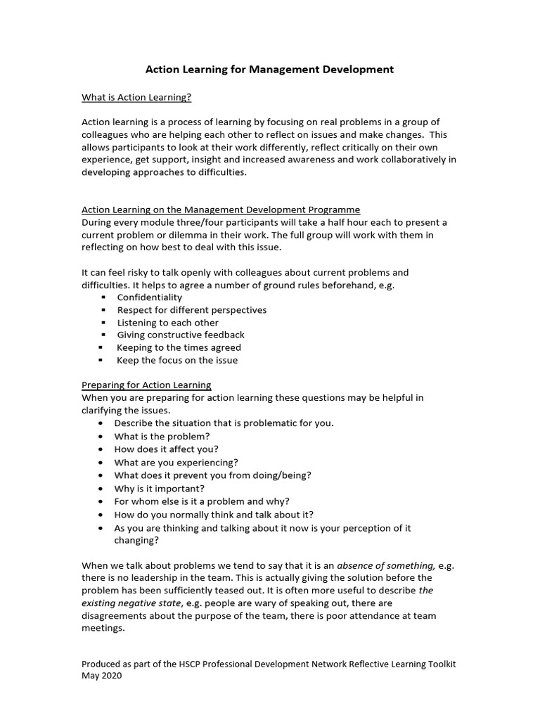 10 Action Learning Handout | PDF