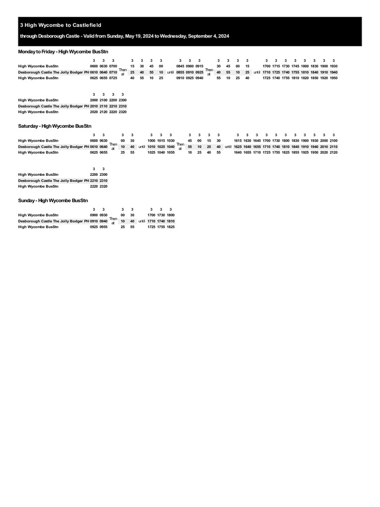 3 High Wycombe To Castlefield From 19 May 2024 | PDF | Home & Garden
