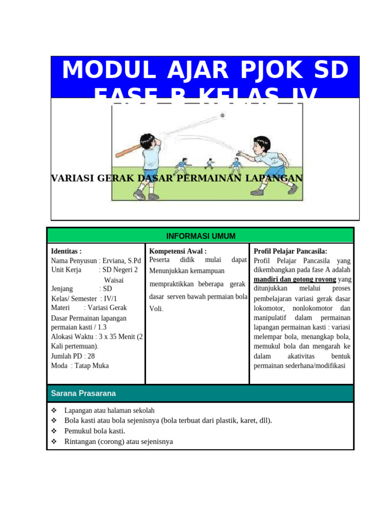 Modul Ajar PJOK B Ervin | PDF