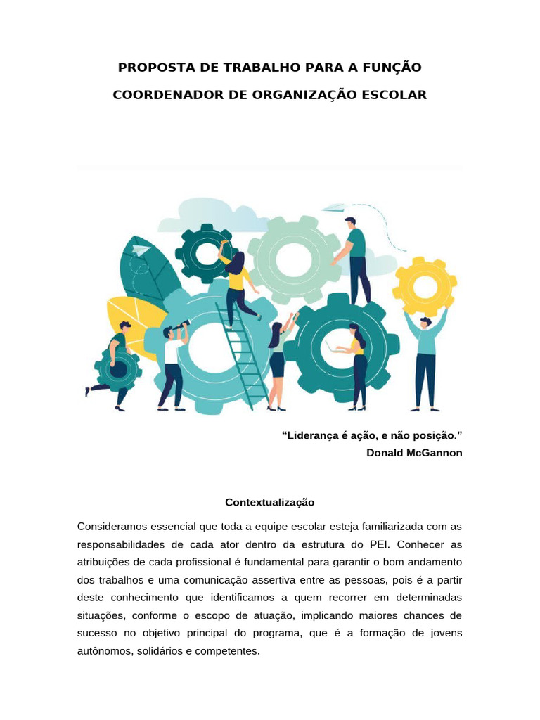 Proposta de Trabalho Vice - Diretor | PDF