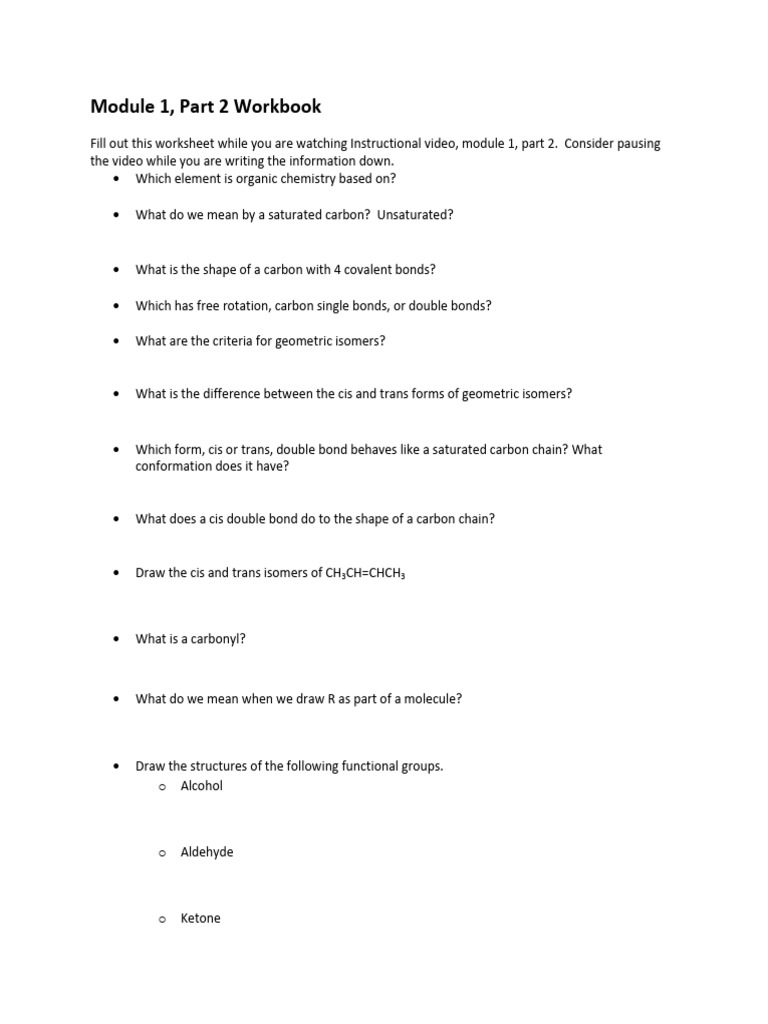 Module 1, Part 2 Workbook | PDF