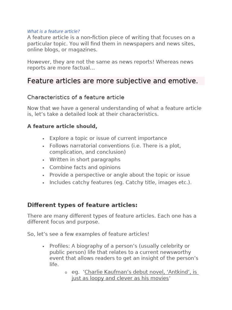 Article Writing Notes | PDF