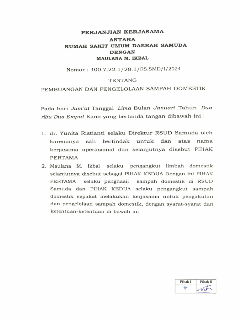 Mou Limbah Domestik | PDF