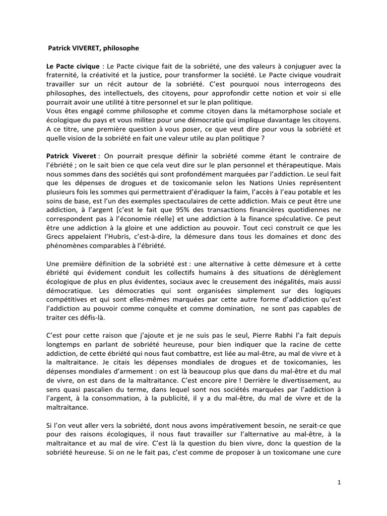 Pacte Civique Patrick Viveret Pdf