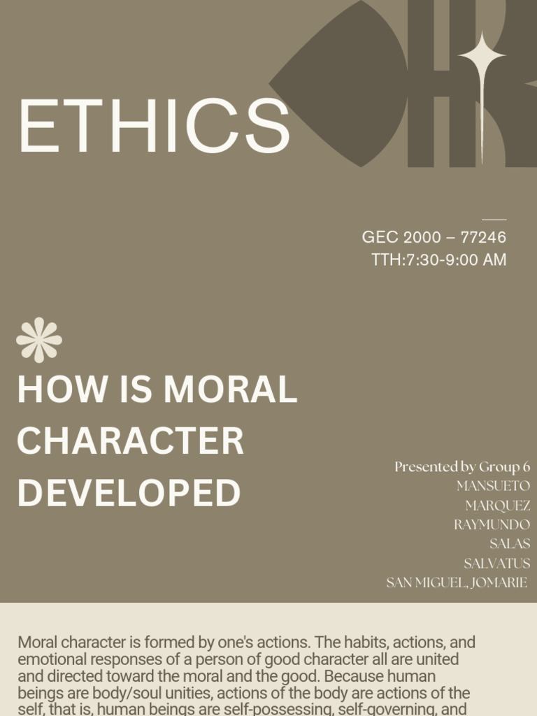Ethics - How Is Moral Character Develop | PDF