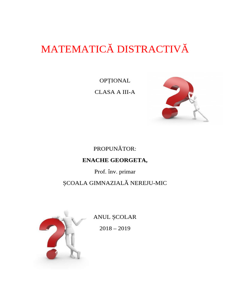 Optional Matematica Distractiva Enache Gina | PDF