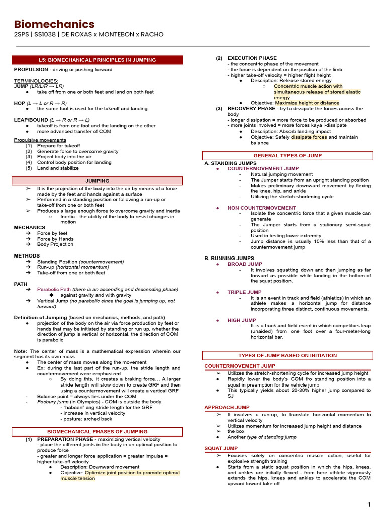 L6 - Biomechanical Principles in Jumping | PDF