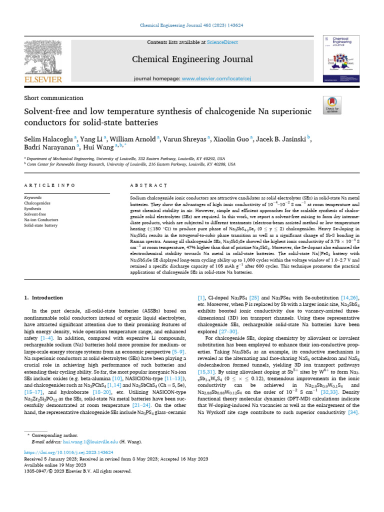 Solvent and Low of Na Superionic Conductors For-State Batteries | PDF