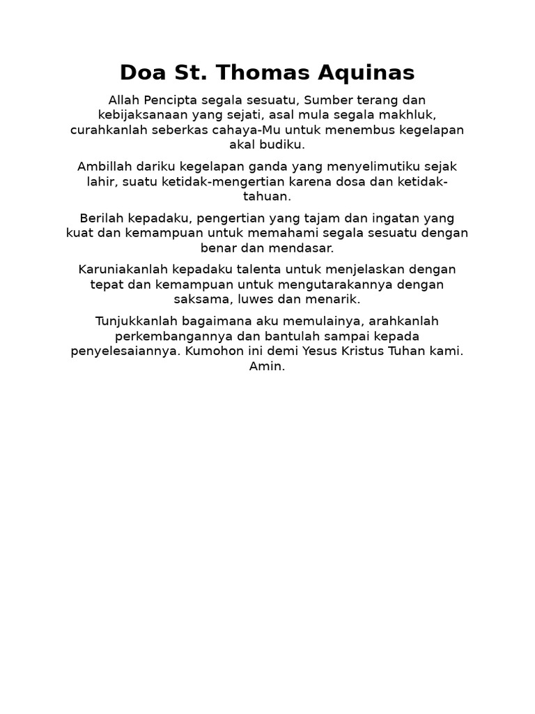 Doa St. Thomas Aquinas | PDF