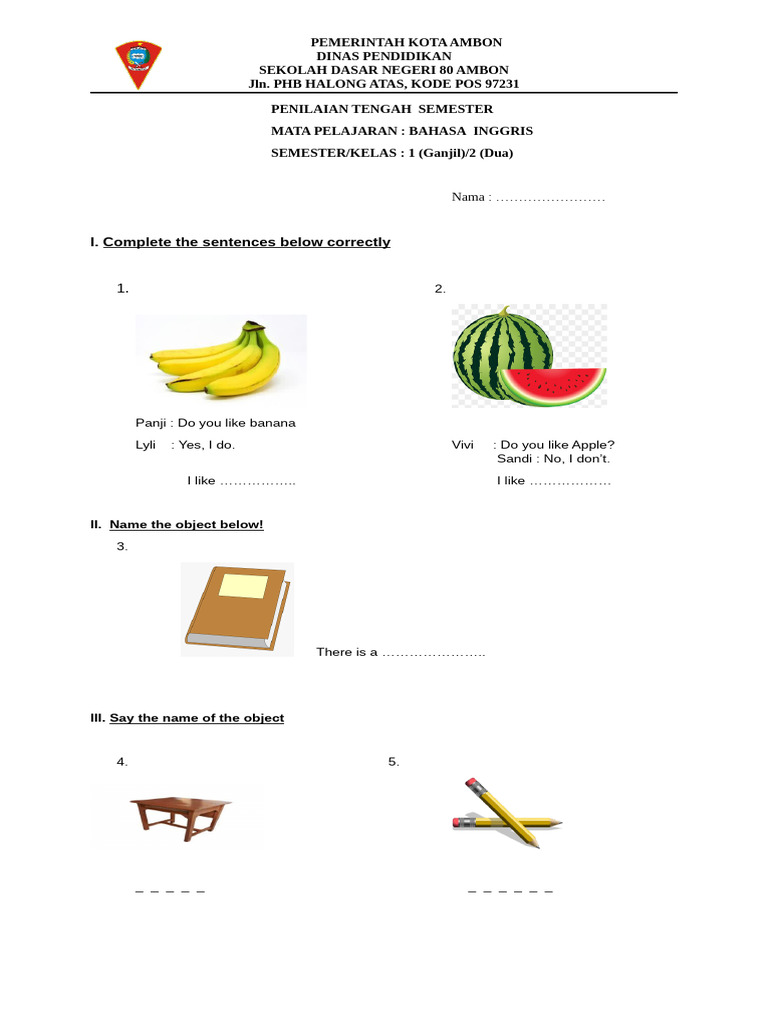 Soal Bing Kls 2 | PDF