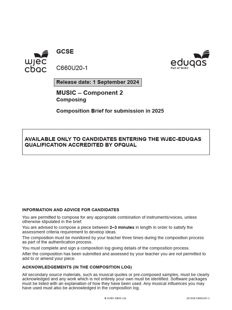 Gcse Year 11 Composition Briefs 2025 | PDF