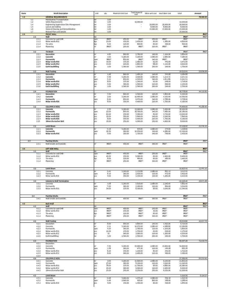 BOQ - Interior Walls - v04 | PDF | Building Engineering | Technology ...