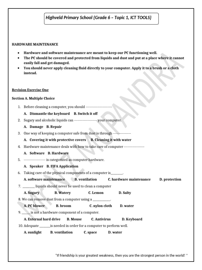 Ict g6 Revisions Notes | PDF