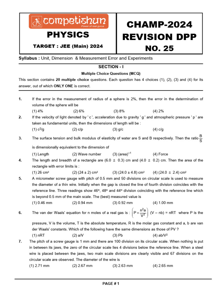 DPP-25 - Measurement Error and Experiments | PDF