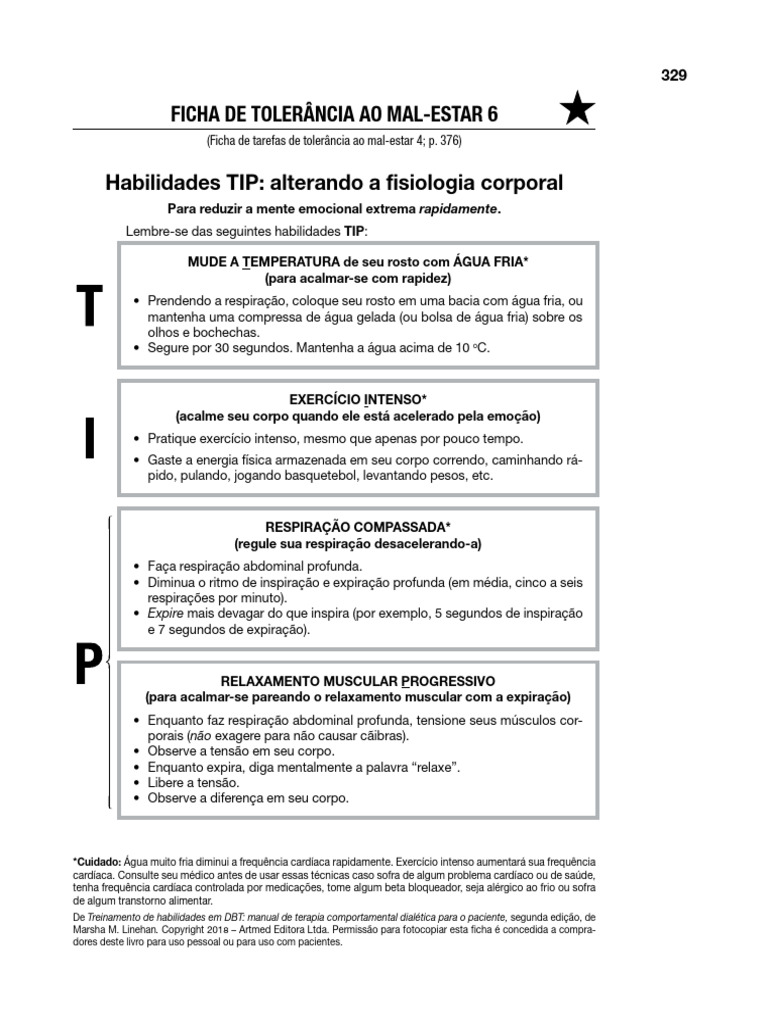 Ficha de Tolerância Ao Mal-Estar (TIP) | PDF
