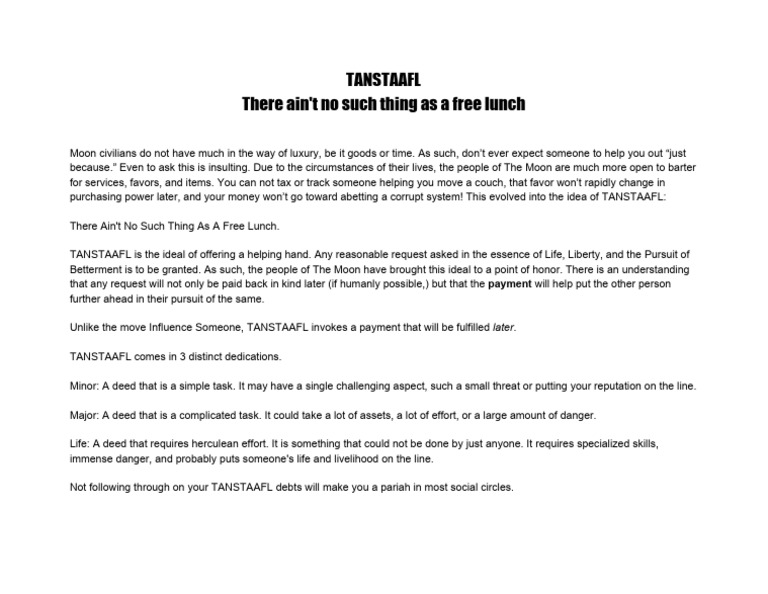 MoonPunk TANSTAAFL | PDF