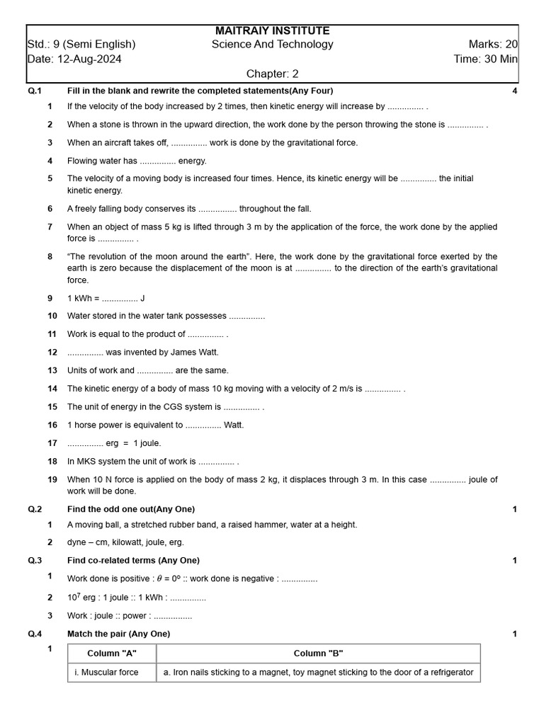 Question Paper-9-Sci-2-Semi. | PDF