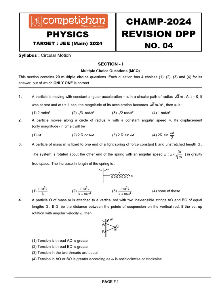 DPP-4 - Circular Motion | PDF