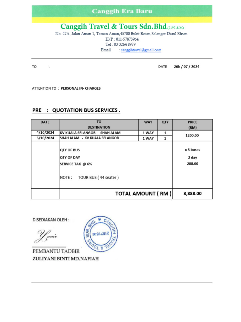 Sebutharga CTT Bas - Kuala Selangor - Shah Alam | PDF