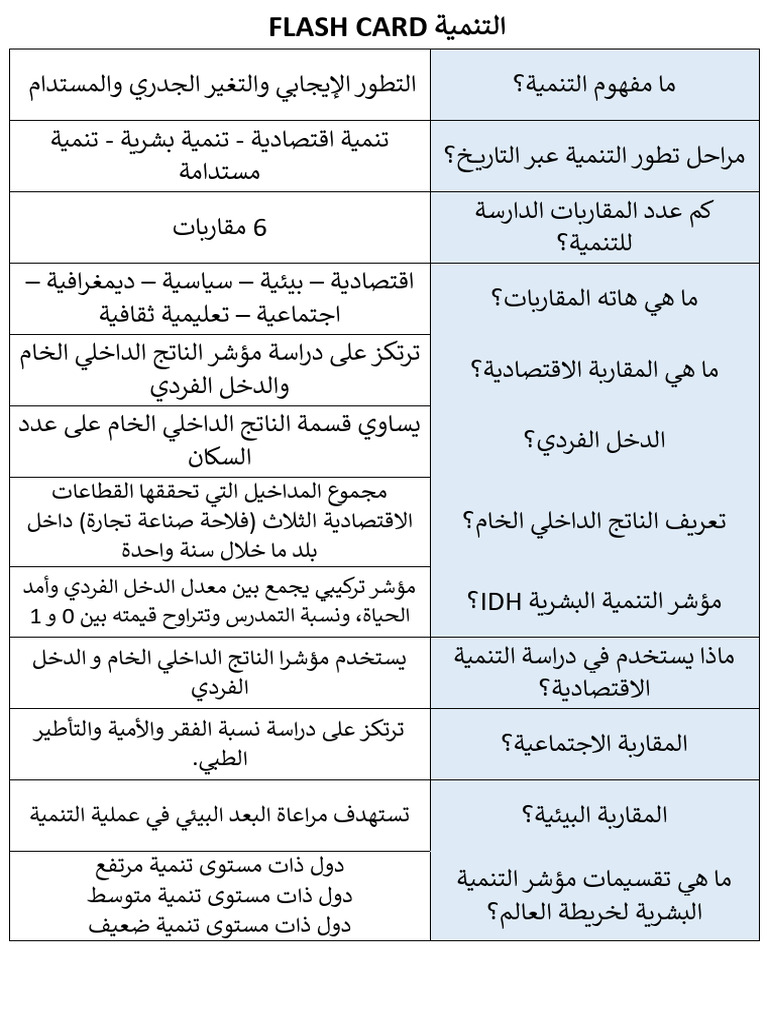 التنمية FLASH CARD⁩ | PDF