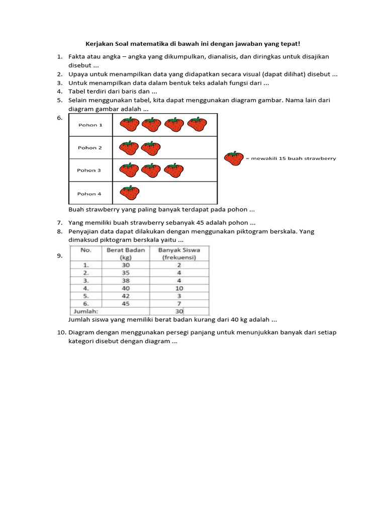 Soal Latihan MM Piktogram Dan Diagram Batang | PDF