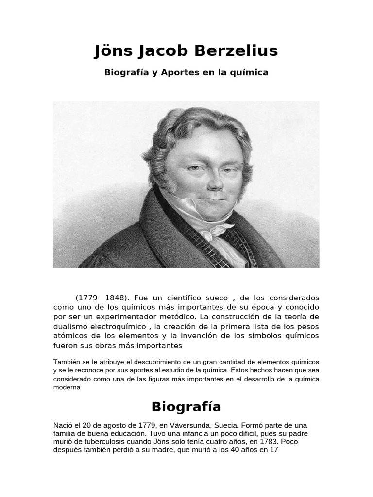 Biografia de Jöns Jacob Berzelius | PDF