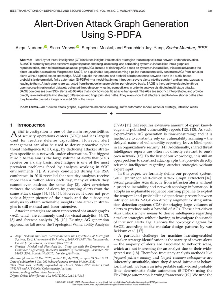 Alert-Driven Attack Graphs with SAGE | PDF | Machine Learning ...