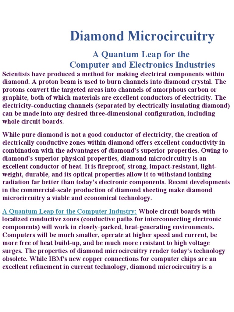 Diamond Micro Circuitry | PDF | Integrated Circuit | Electronic Circuits