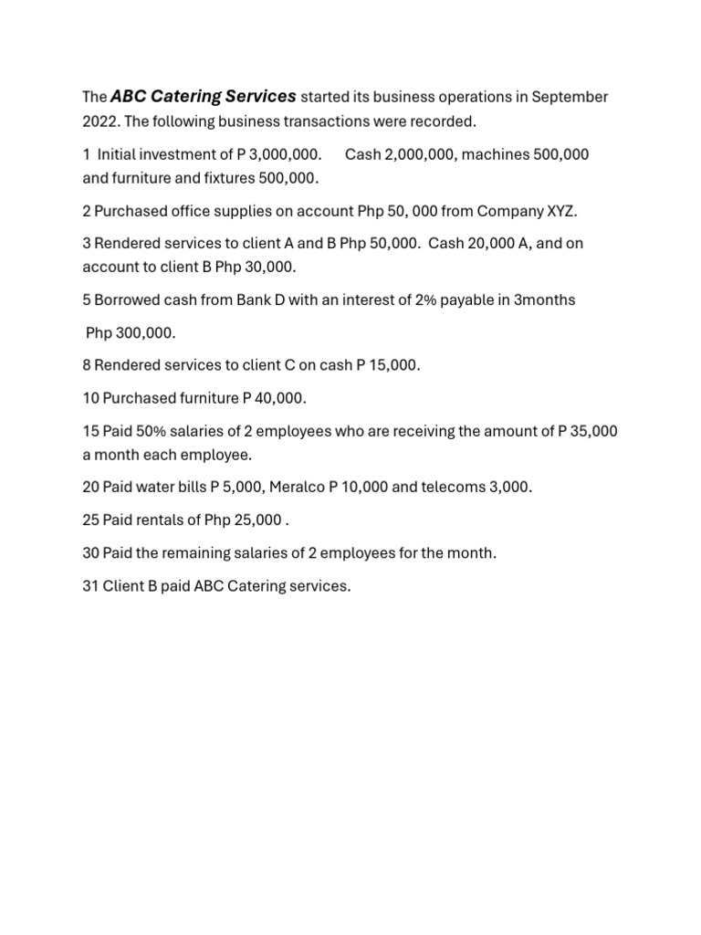 Sample Journalizing Problem | PDF