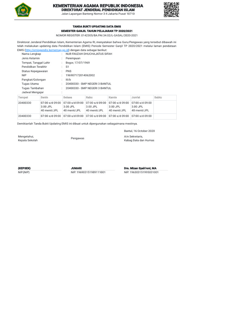 Direktorat Jenderal Pendidikan Islam: Tanda Bukti Updating Data Emis Semester Ganjil Tahun ...