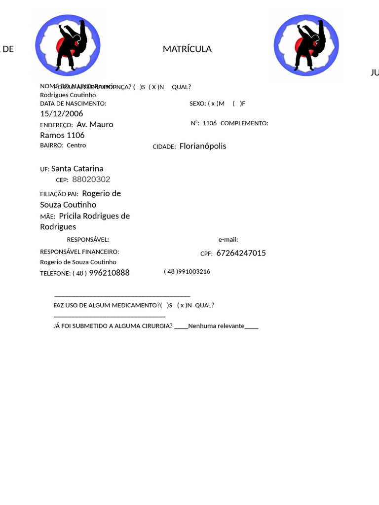 Ficha de Matricula | PDF