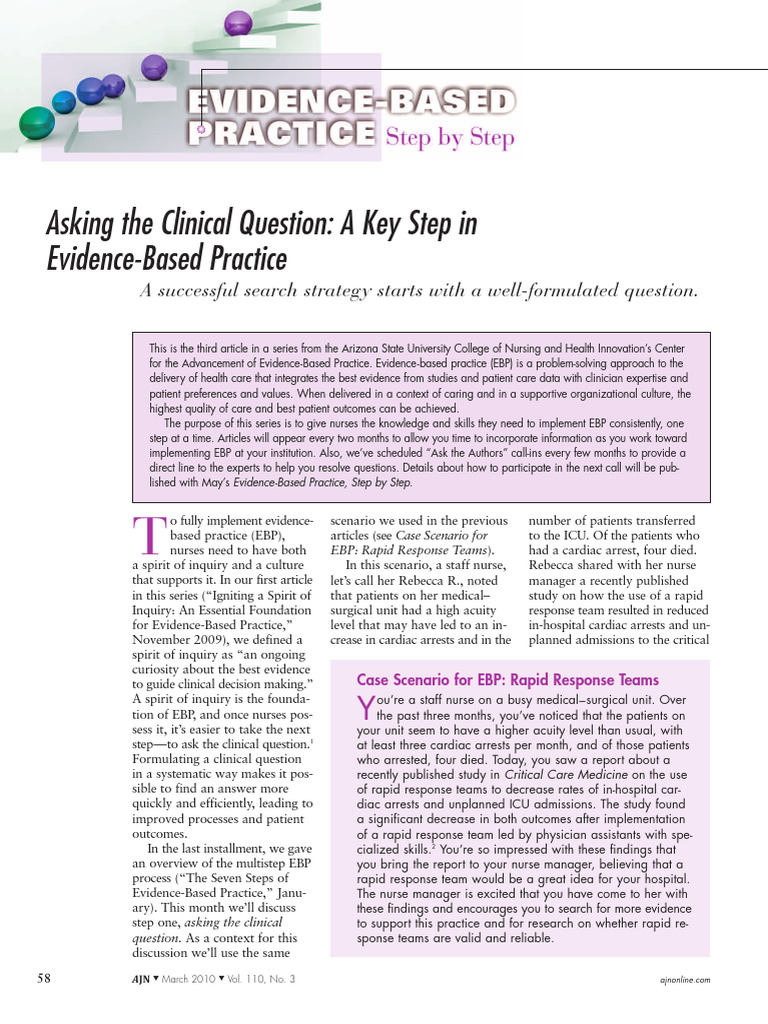 Evidence Based Practice, Step by Step Asking The.28 | PDF