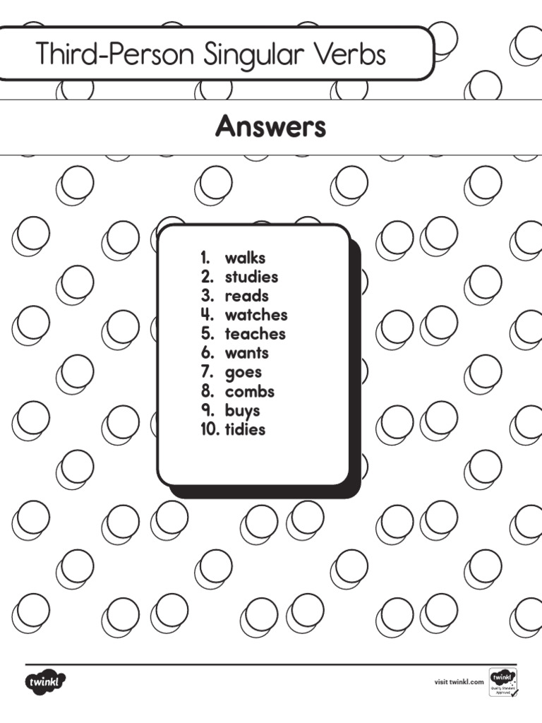 Answers Third-Person Singular Verbs Activity For ELL | PDF