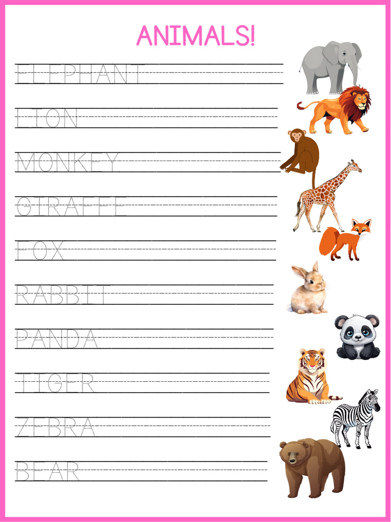 Animal Activities Pictionary | PDF