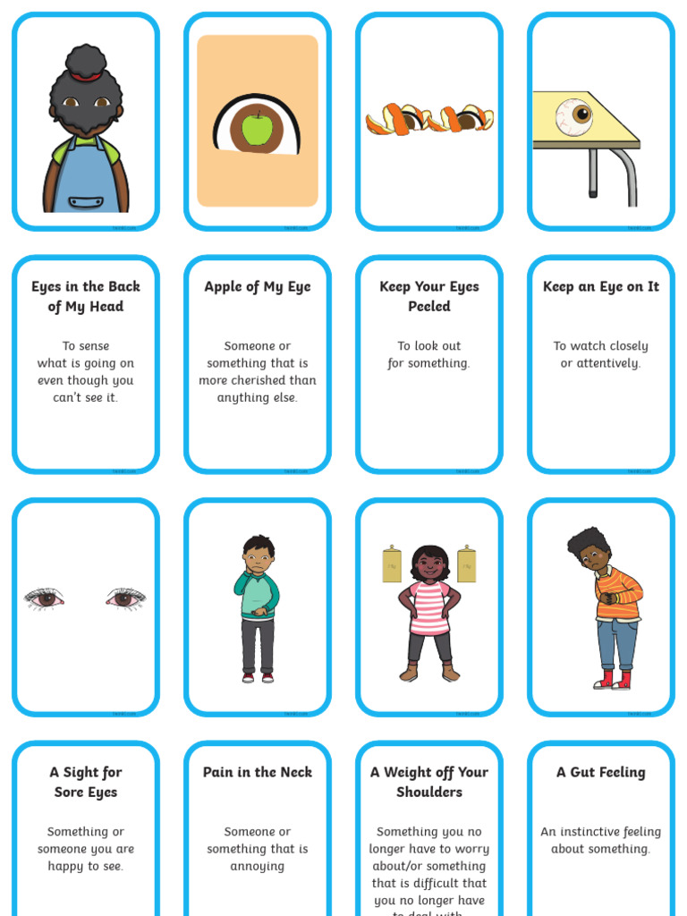 T S 1258 Body Idioms Matching Cards - Ver - 1 | PDF