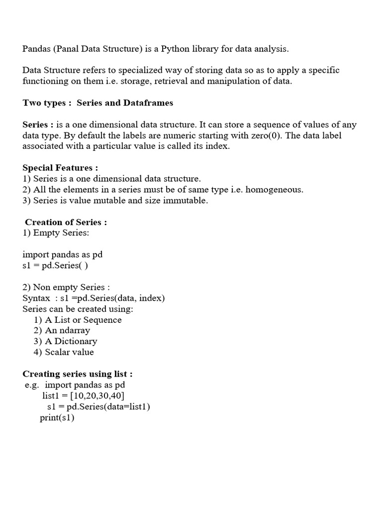 Series Data Structure | PDF Series Data Structure | PDF