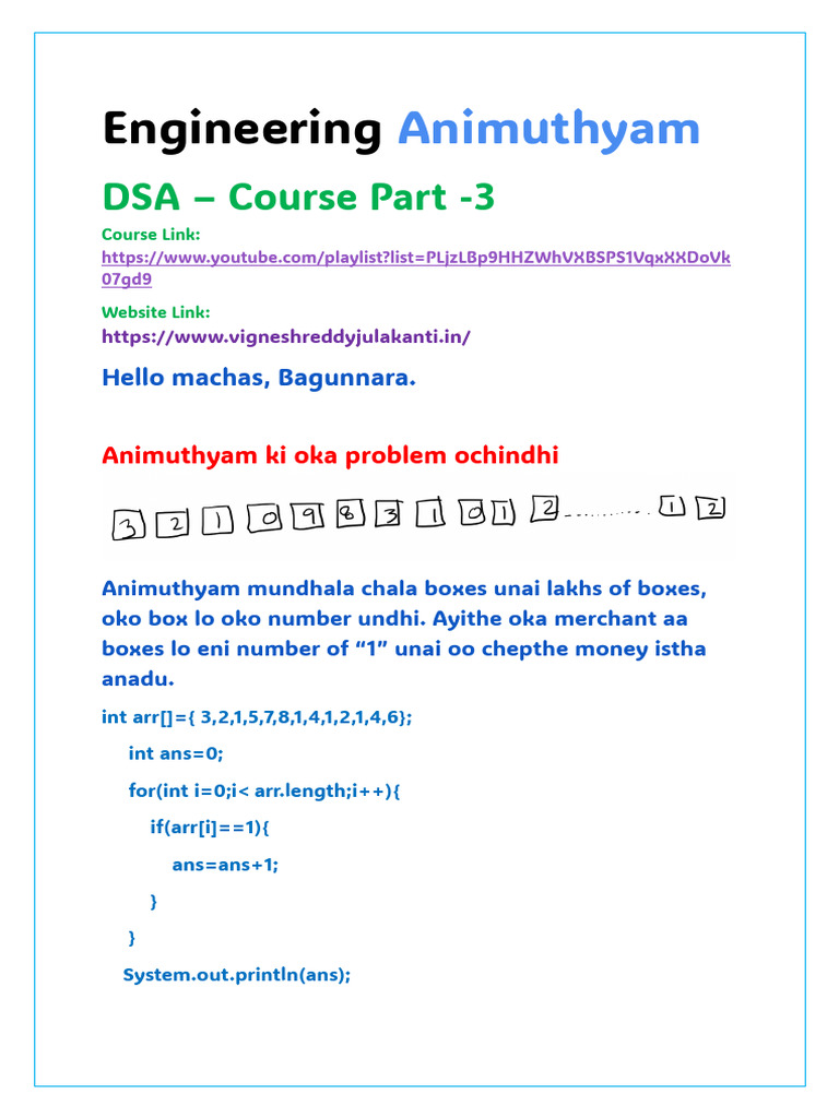 DSA Engineering Animuthyam 3 | PDF
