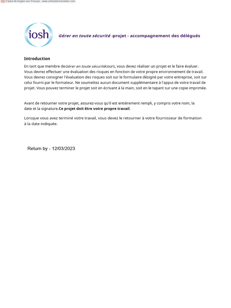 Eng IOSH - MS Project Instructions For | PDF