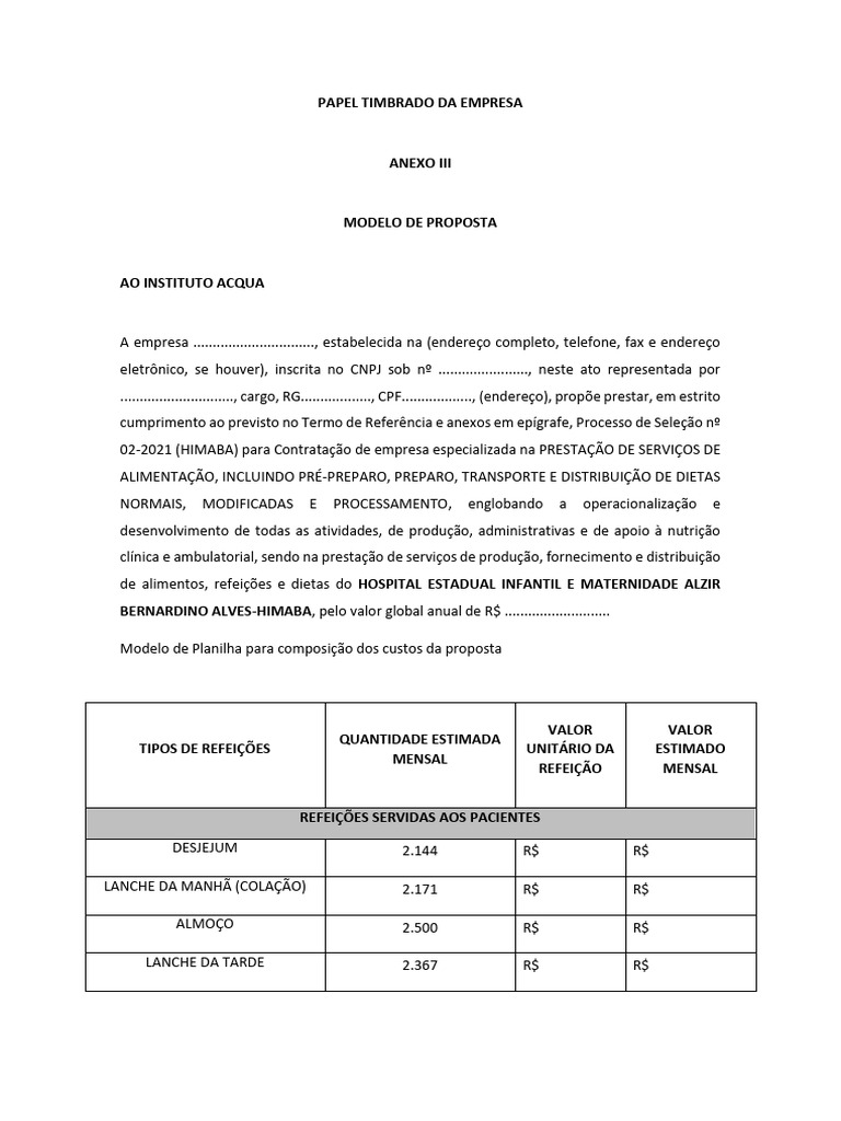 Modelo Proposta | PDF