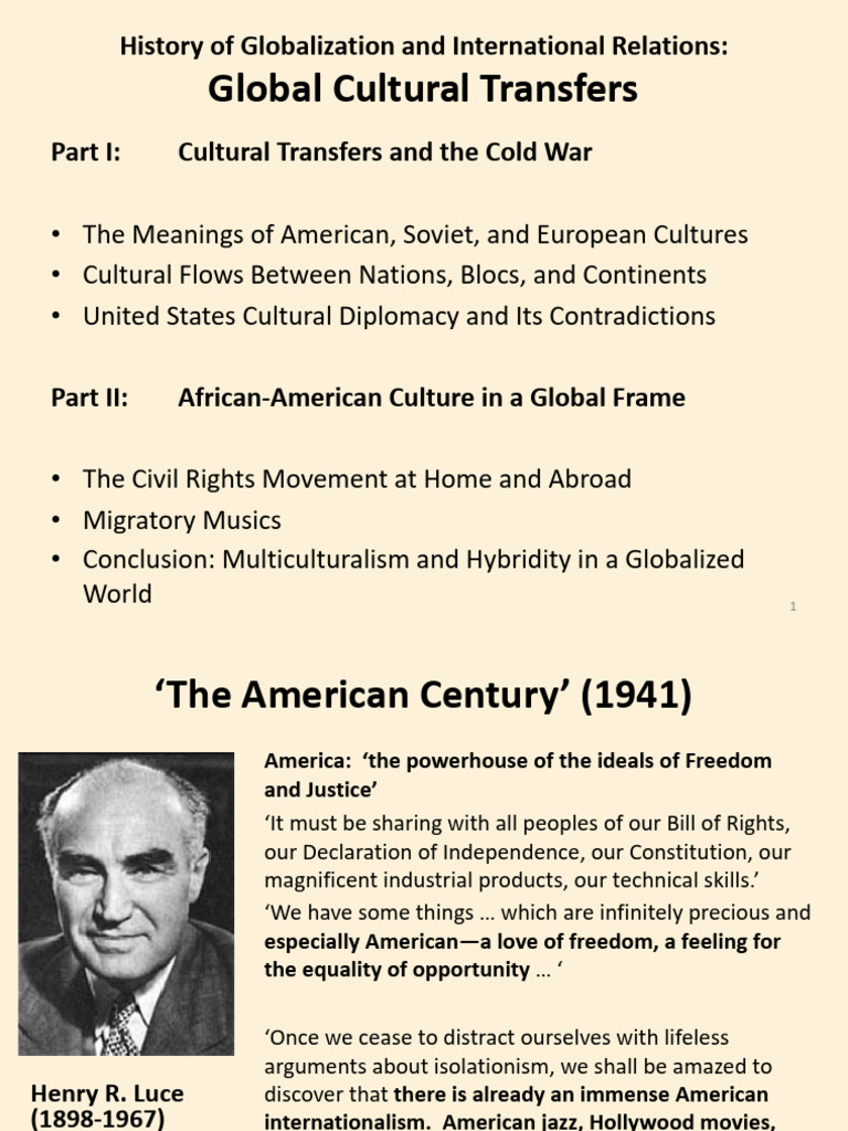 Lecture On Cultural Transfers, Globalization and IR 2024 | PDF